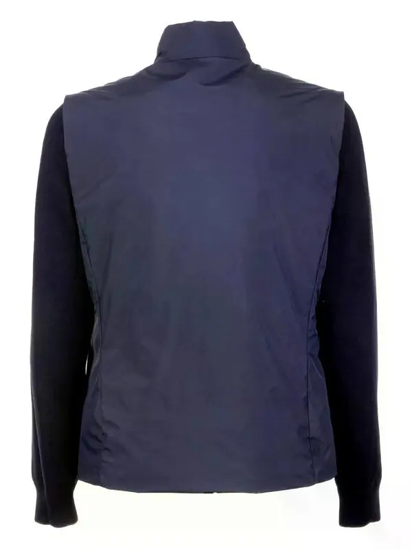 MOORER Knitted-sleeve Zip-up Jacket
