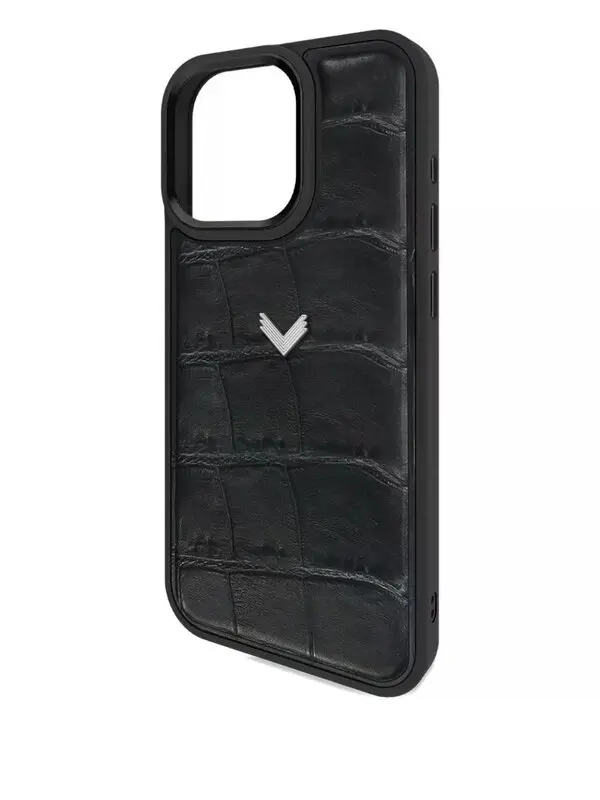 VELANTE Crocodile-texture Leather Iphone 16 Pro Max Phone Case - Black