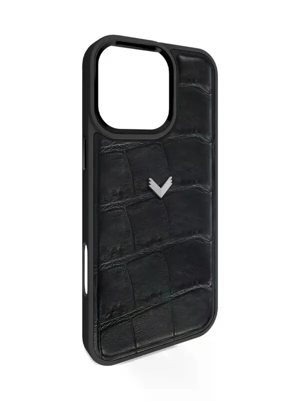 VELANTE Crocodile-texture Leather Iphone 16 Pro Max Phone Case - Black