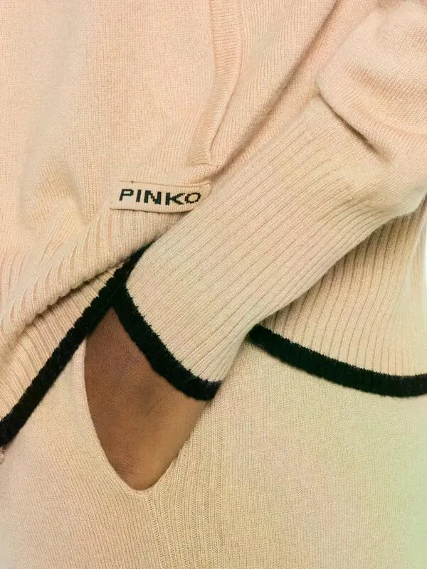 Pinko Zip-up Knitted Hoodie With Ribbed Details