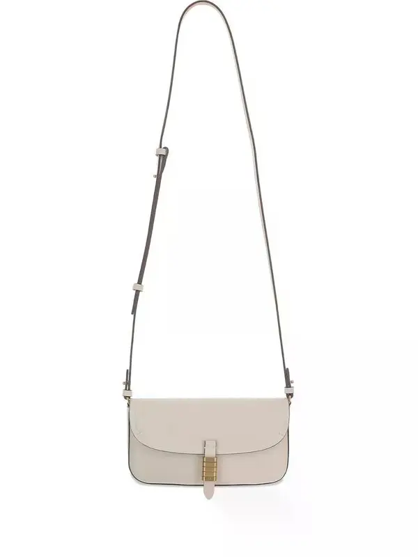 Pinko Medium Saddle Flat Leather Shoulder Bag - Neutrals