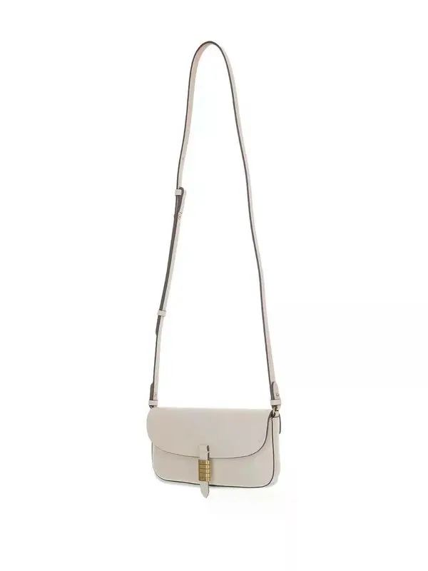 Pinko Medium Saddle Flat Leather Shoulder Bag - Neutrals