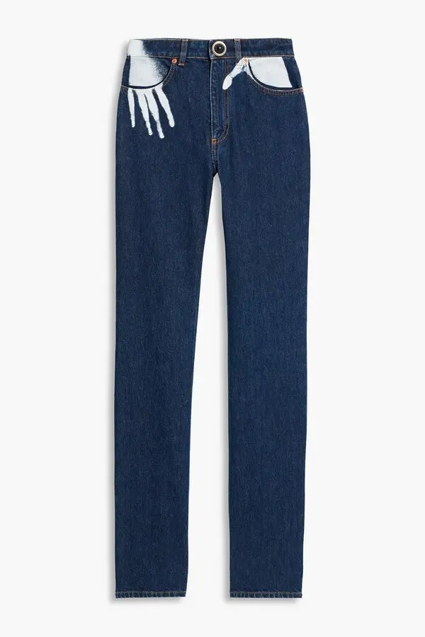 AREA Printed High-rise Straight-leg Jeans
