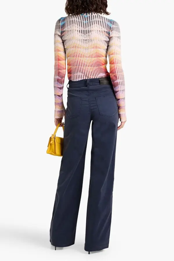Paige Sasha Twill Wide-leg Pants - Navy