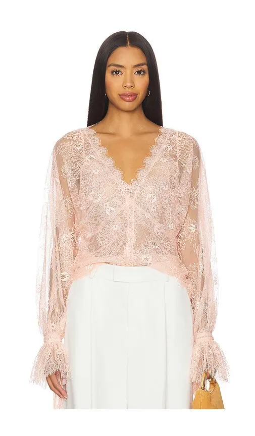 LoveShackFancy Kath Lace Blouse - Pink