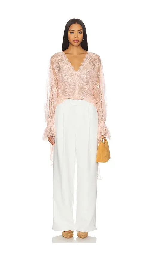 LoveShackFancy Kath Lace Blouse - Pink