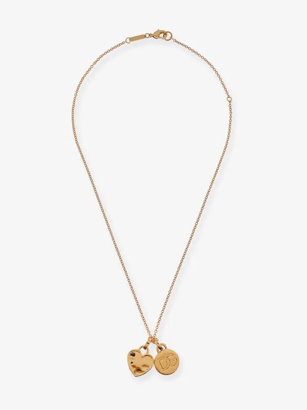 Dolce & Gabbana Monogram, Logo, And Heart Charm Necklace - Gold