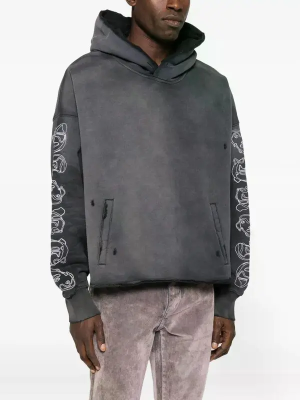PURPLE BRAND Sleeve-graphic Distressed Hoodie