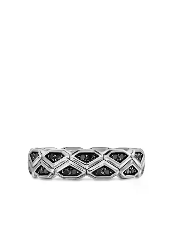 David Yurman Sterling And Black Diamond Hex Ring