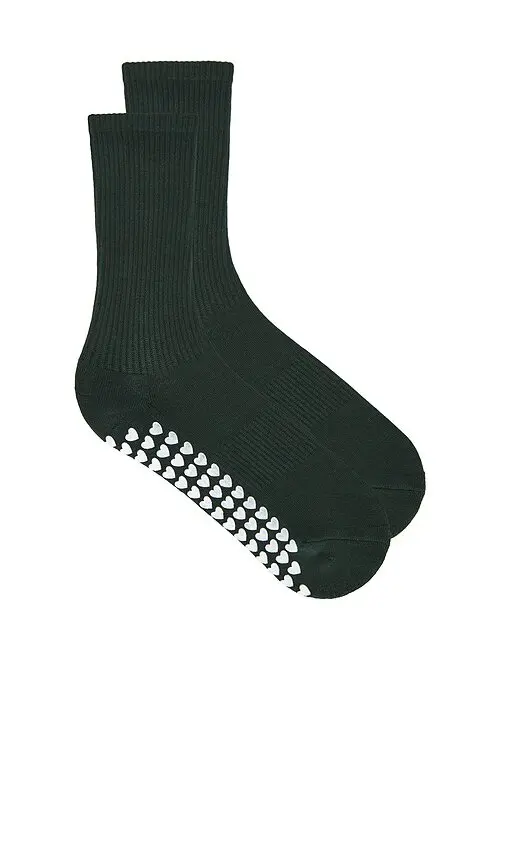 WELLBEING + BEINGWELL Tube Grip Socks - Forest Green & White
