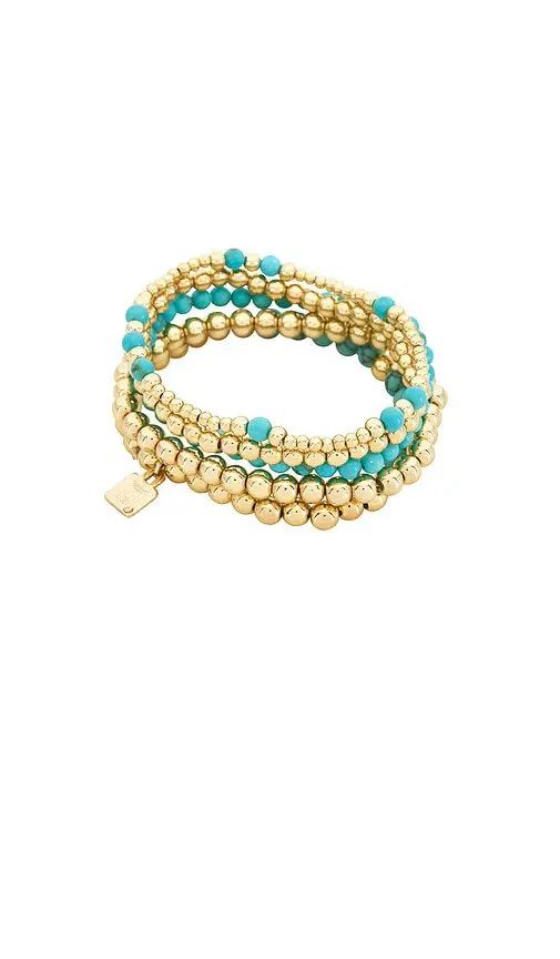 Dannijo Kokab Beaded Bracelets Set Of 5 - Gold & Blue