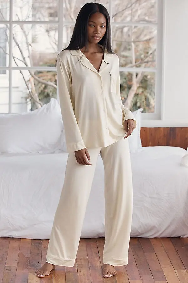 Eberjey Gisele Long-sleeve Pajama Set - Buttercream