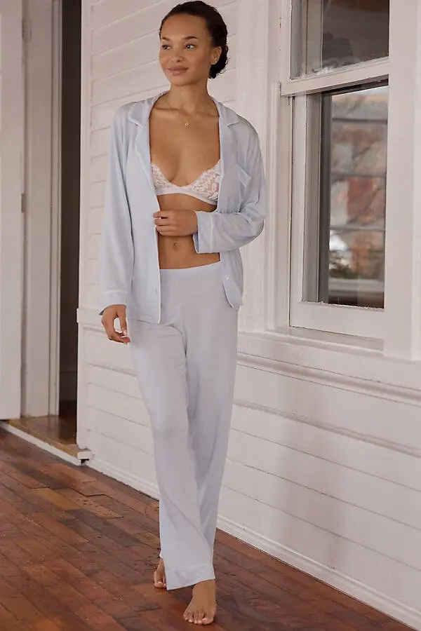 Eberjey Gisele Long-sleeve Pajama Set - Light Blue