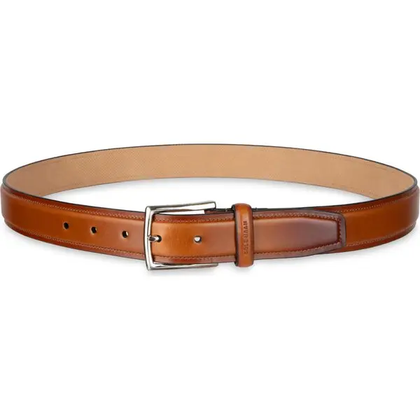 Cole Haan Burnished Edge Leather Belt - Britsh Tan