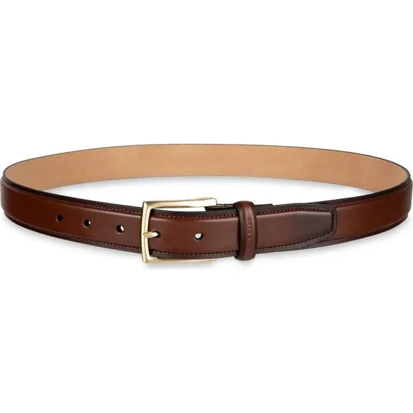 Cole Haan Burnished Edge Leather Belt - Chocolate
