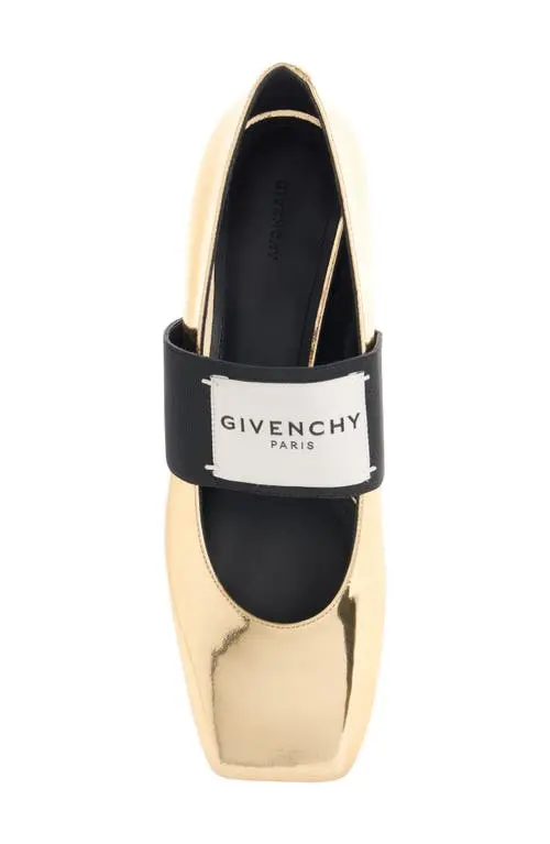 Givenchy Sliced Square Toe Mary Jane Flat - Golden