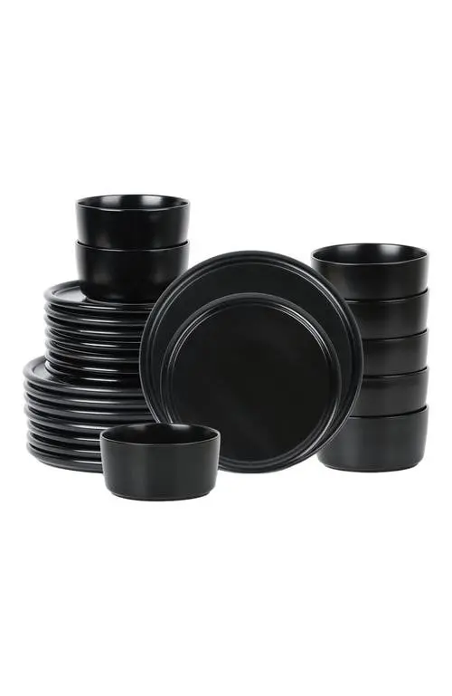 STONE + LAIN Eden Stoneware 24-piece Dinnerware Set - Black
