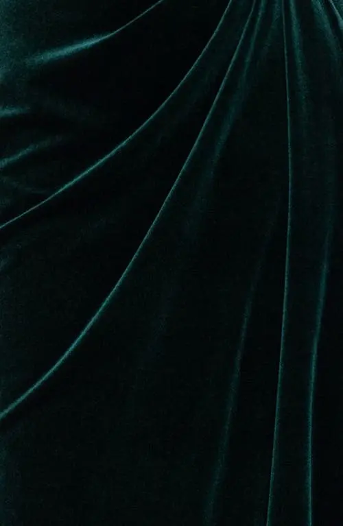 Betsy & Adam Ruched Velvet Column Gown - Hunter