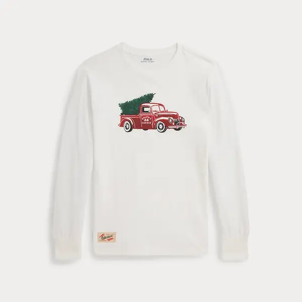 Ralph Lauren Truck-print Cotton Long-sleeve Tee - Trophy Cream