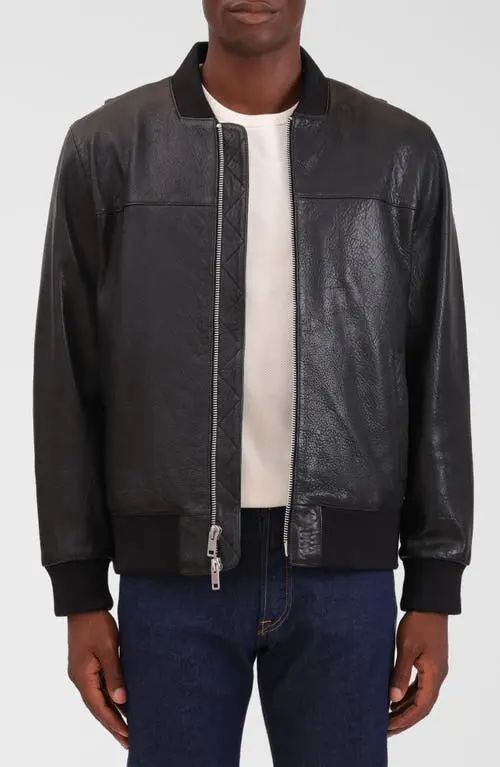 Bagatelle Leather Bomber Jacket - Black