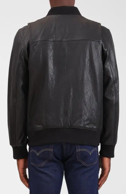 Bagatelle Leather Bomber Jacket - Black