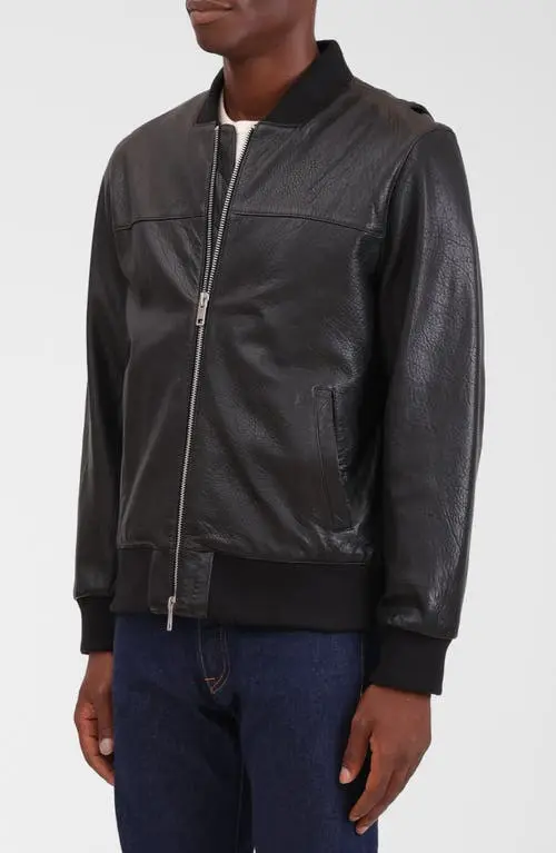 Bagatelle Leather Bomber Jacket - Black