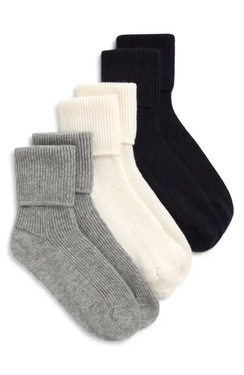Johnstons Of Elgin Assorted 3-pack Rib Cashmere Crew Socks