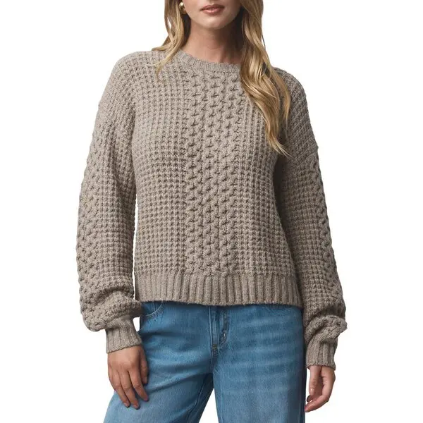 Splendid Celeste Cable Stitch Sweater - Light Cedar Beige Heather