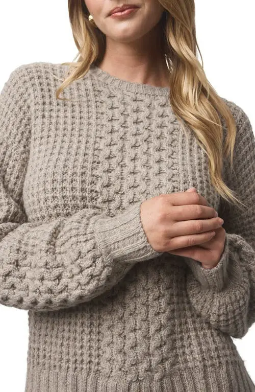 Splendid Celeste Cable Stitch Sweater - Light Cedar Beige Heather