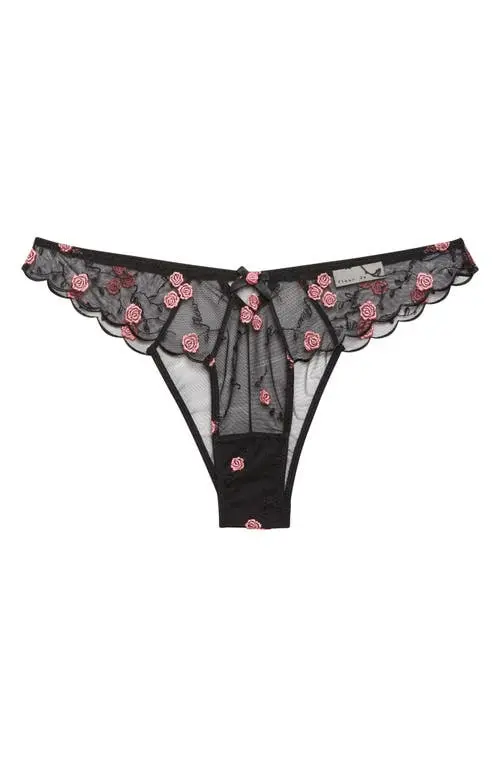 Fleur Du Mal Embroidered Scalloped Edge Briefs - Black
