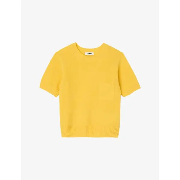 Sandro Short-sleeve Fine-knit Wool Jumper - Gold Yellow