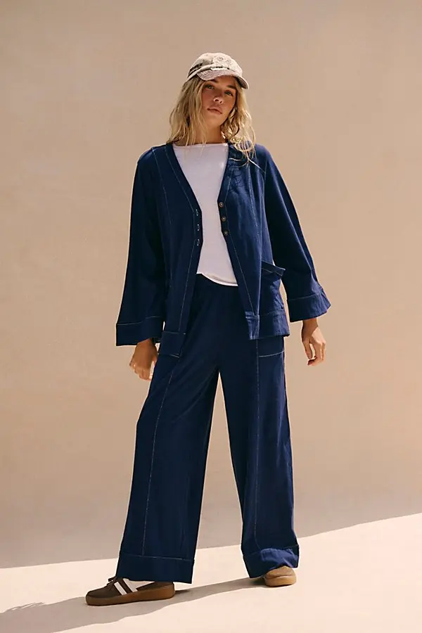 Free People Strada Pant Set - Navy