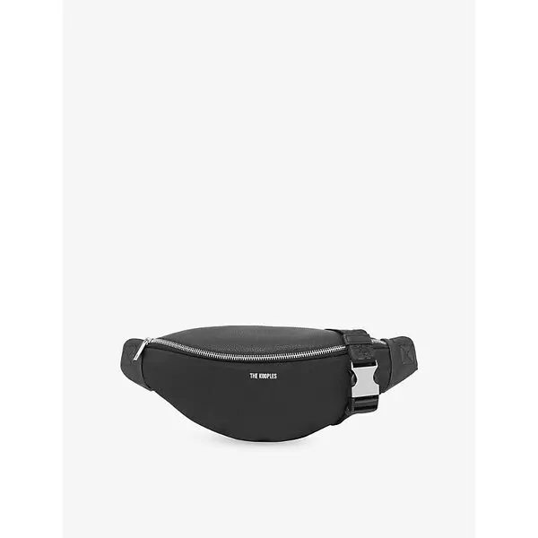 The Kooples Leather And Canvas Belt Bag - Black
