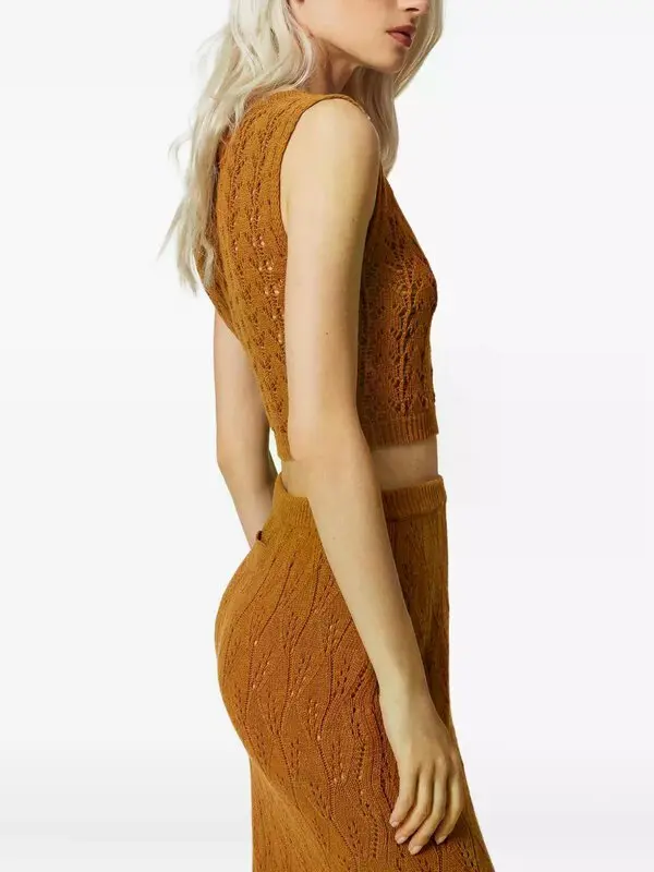 TWINSET Open-knit Sleeveless Crop Top