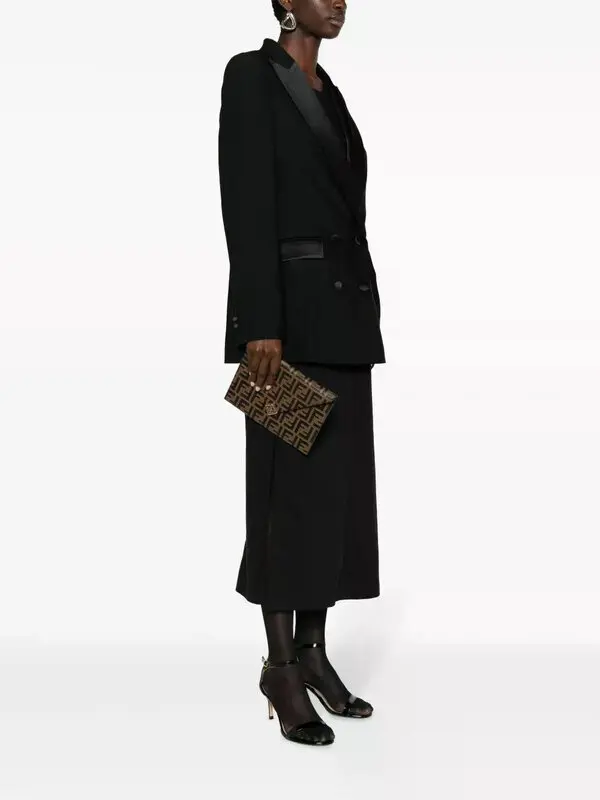 Fendi Ff-plaque Leather Clutch