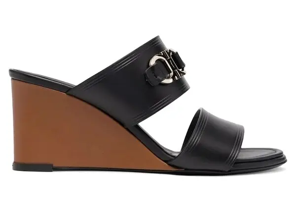 FERRAGAMO Horsebit Detail Open Toe Sandals