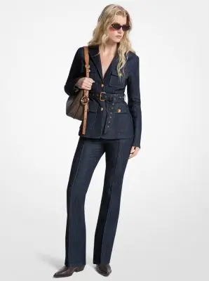 Michael Kors Belted Denim Blazer