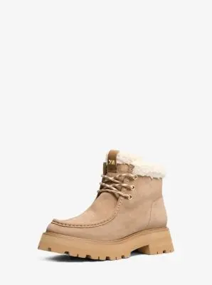 Michael Kors Cade Fleece-lined Suede Ankle Boots - Natural