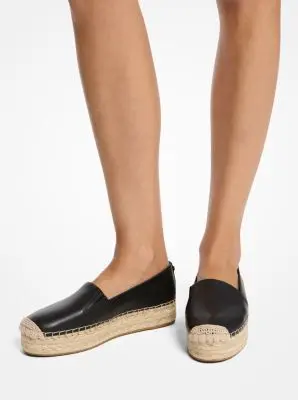 Michael Kors Lynn Leather Platform Espadrille - Black