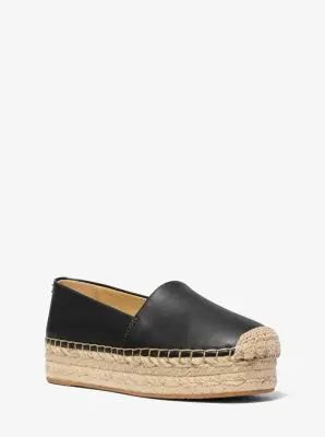 Michael Kors Lynn Leather Platform Espadrille - Black