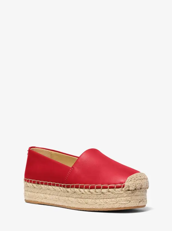 Michael Kors Lynn Leather Platform Espadrille - Red