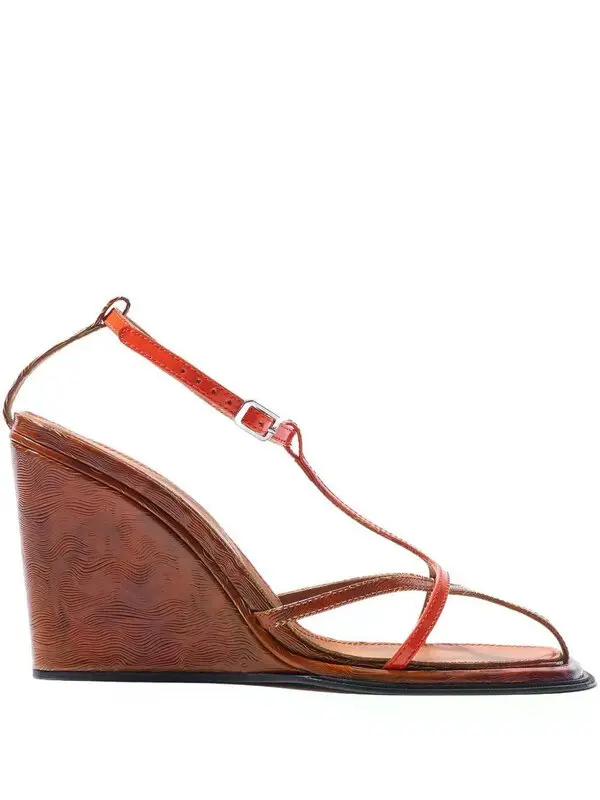 Sunnei Leather Wedge Heel Sandals