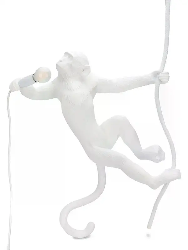 SELETTI Monkey With Rope Lamp - White
