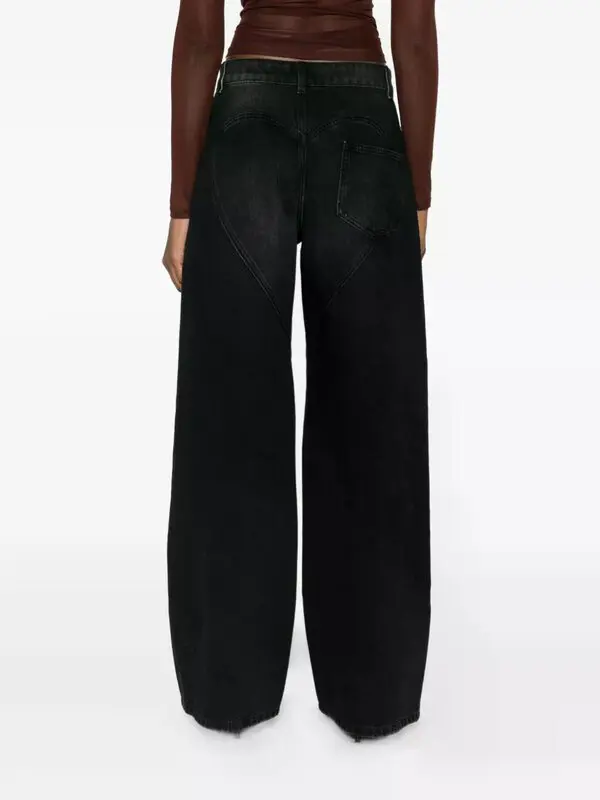 AREA Crystal-embellished Wide Leg Jeans