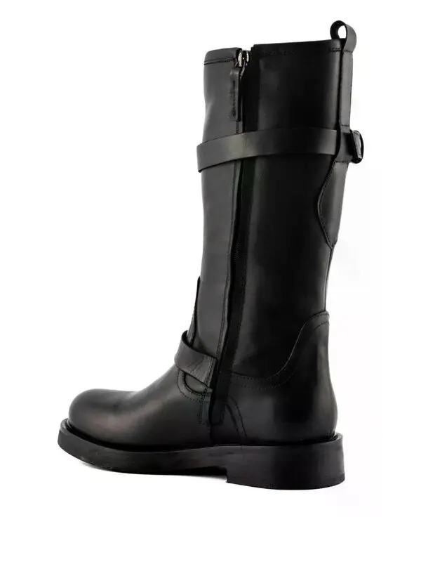 JULIE DEE Buckle-strap Leather Boots