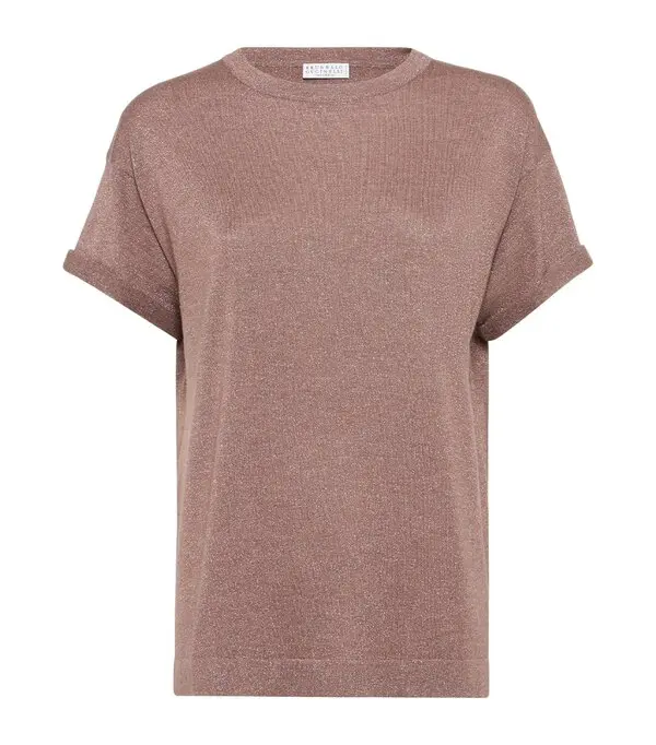 Brunello Cucinelli Cashmere-blend Sparkling T-shirt - Red