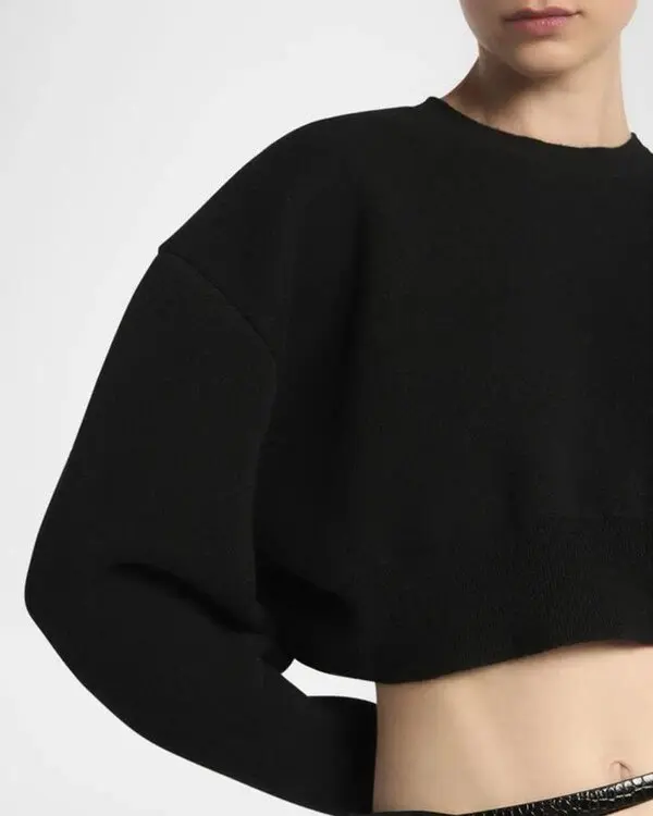 TOM FORD Wool-cashmere Blouson-sleeve Crop Sweater - Black