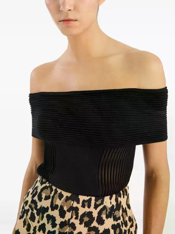 ROTATE BY BIRGER CHRISTENSEN Knitted Off-shoulder Top