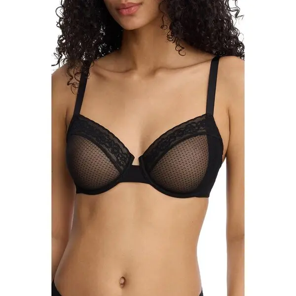 SKARLETT BLUE Lace Balconette Underwire Bra - Black