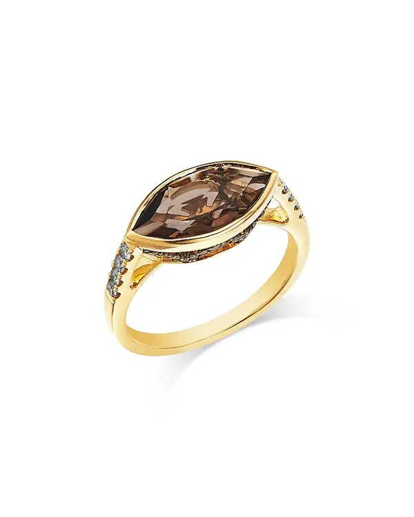 Bloomingdale'S 14k Yellow Smoky Quartz And Diamond Ring - Gold